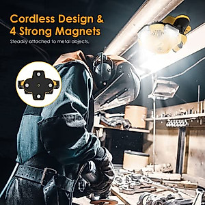 AKSOUL Cordless Fan Led Work Light: Rechargeable 14400mAh Battery Floor Fan Strong Airflow USB Magnetic Portable Camping Fan with Power Bank & Light 1000CFM for Jobsite Tent Travel Office outdoor