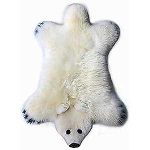 Gracefur Australia Sheepskin Rug Super Soft Cuddly Bear Design Area Rug for Children's Room and Living Room Decorative Carpet Single Pelt (White Bear Rug)