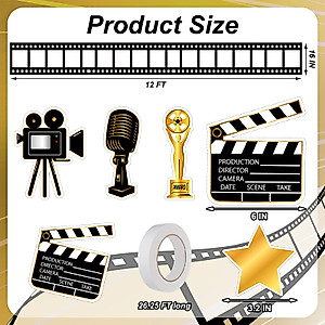 Ctosree Movie Party Decorations Bulk 12 ft Filmstrip Banner Ceiling Decor Movie Night Decorations Kit with 24 Pcs Movie Showing Banner for Party Bridal Shower Birthday Party Supplies(Movie)