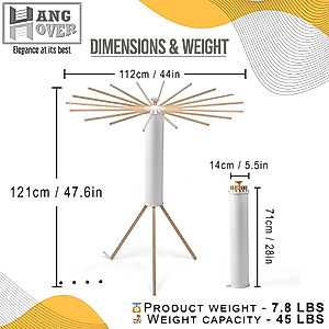Collapsible Tripod Drying Rack – Foldable Laundry Stand, Indoor & Outdoor Holder for Clothing - Space Saving Hanger with 16 Poles and 315 inches Capacity, Octopus Style Clothes Garment Rack