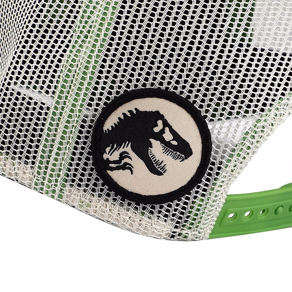 Bioworld Jurassic Park Washed Canvas Trucker Hat with Embroidery Patch and Underbill Print Snapback hat Black