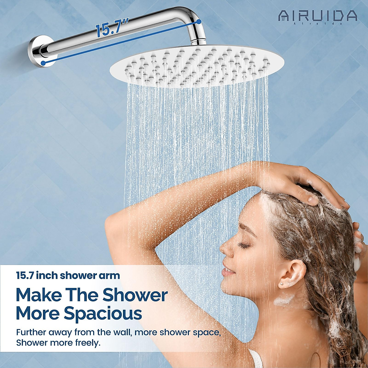 Airuida Shower Faucet Set Chrome Polish, Single Function Shower Valve Kit, Rain Shower Faucet Kit, 8 Inch Round Rainfall Shower Head with Male Threads Rough-in Valve