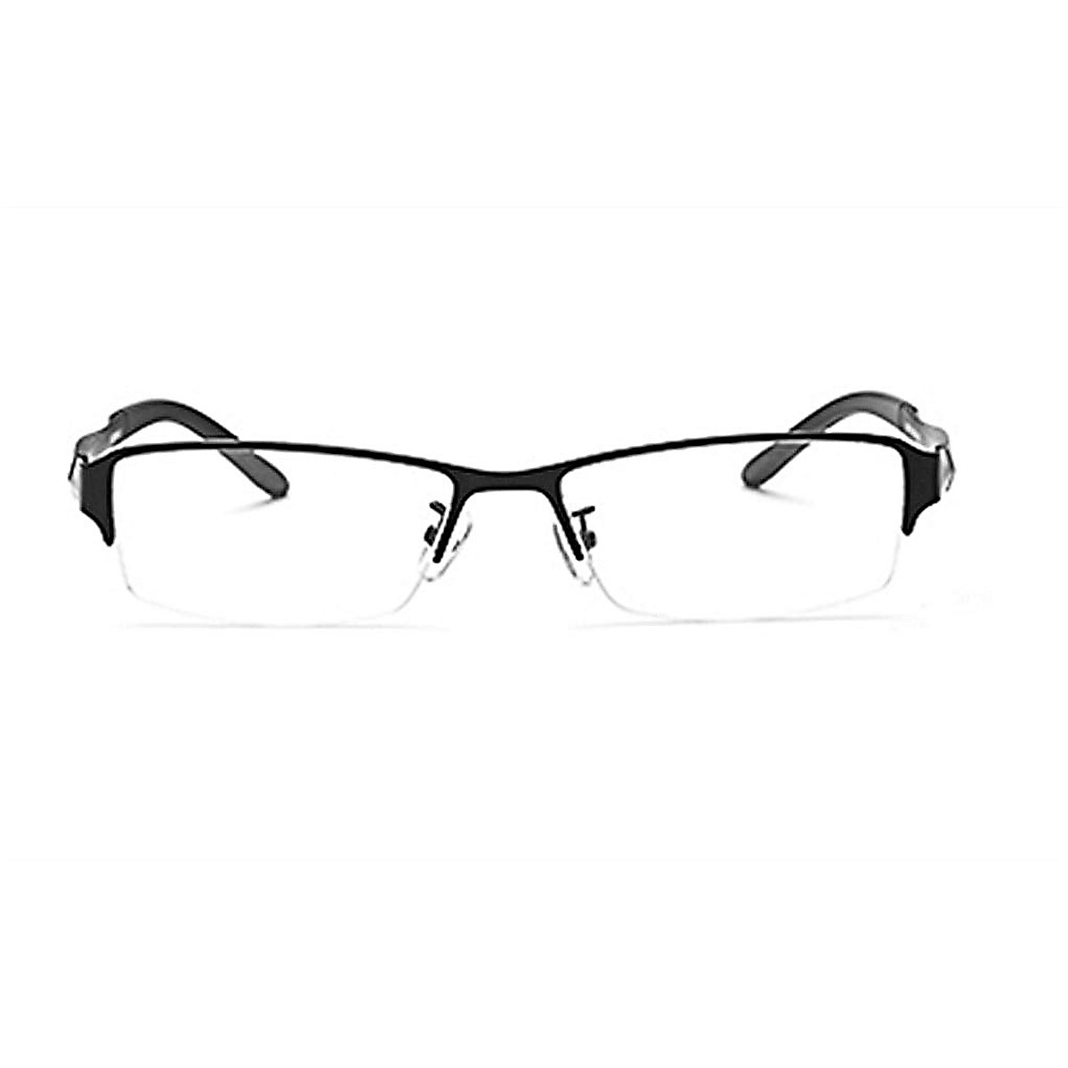 LUOMON Semi-Rimless Eyeglasses EG002 - Pure Black | Blue Light Blocking & Anti Glare Lenses for Comfortable Vision