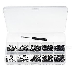 500Pcs M2 M2.5 M3 KM Screw Black Zinc Plated Flat Head Phillips Screws Laptop Notebook Computer Screws Set Kit Carbon Steel Screws Black zinc Plated