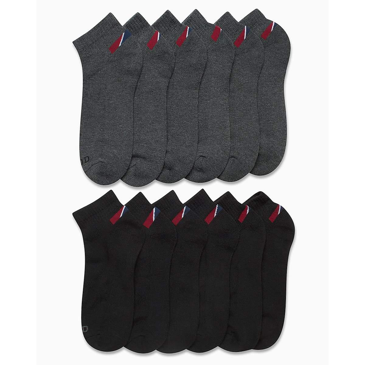 IZOD Men's Athletic Socks - Performance Cushion Quarter Socks (10 or 12 Pack), Size 6-12.5, Black/Grey (12Pk)