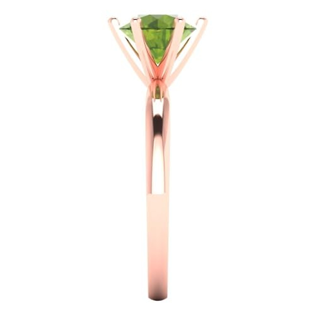 Clara Pucci 1.50 ct Round Cut Solitaire Natural Peridot Engagement Wedding Bridal Promise Anniversary Ring in 18K rose Gold Size 8.25