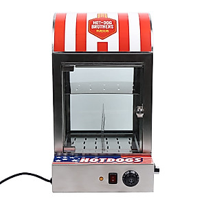 kitneed 1500W Hot Dog Steamer Machine, 2-Tier Commercial Hot Dog Hut Steamer, Stainless Steel Electric Hot Dog Steamer Machine with Temperature Adjustable for Bakery, Convenience and Household