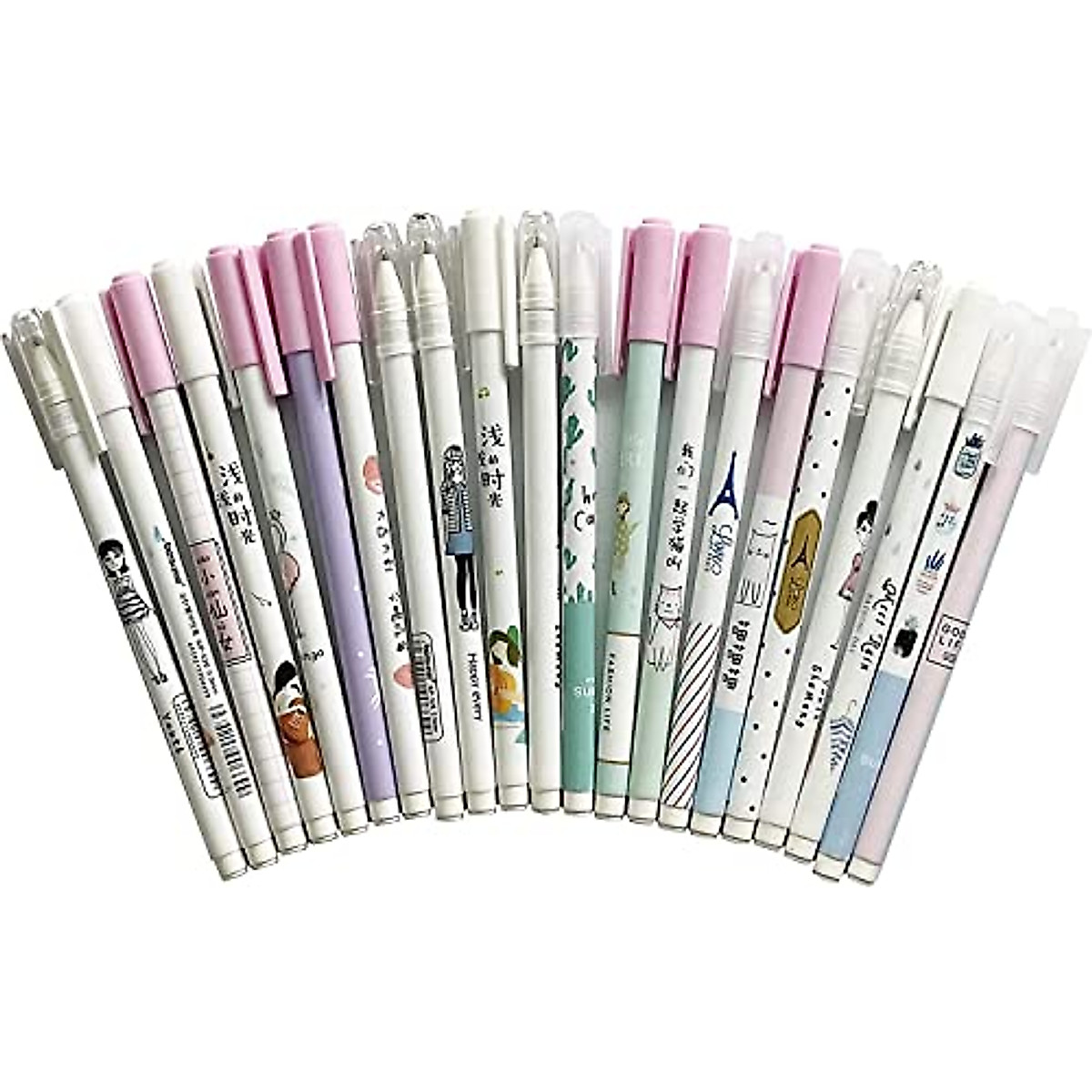 Sencoo 24 pack Gel Ink Rollerball Pens Black Pens Cute Pens for Girl Smooth Writing for Student Model Random