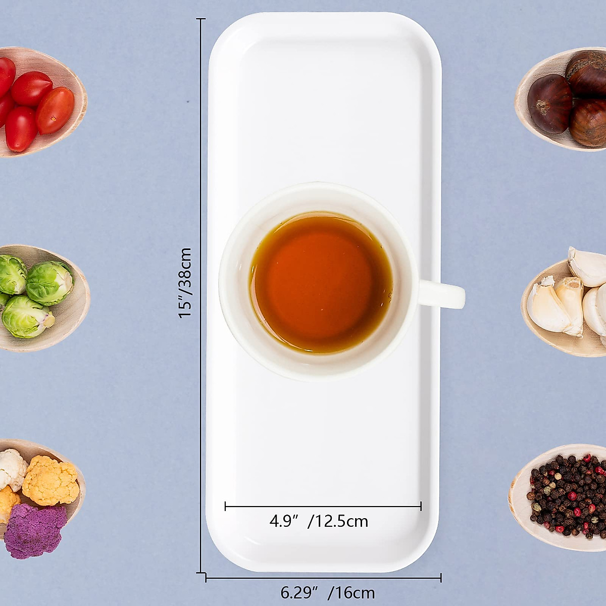 4 Pack White Cracker Tray 15x6inch Large Appetizer Serving Tray Plastic White Trays for Dessert Table Rectangular Long Food Trays for Food Appetizers Desserts