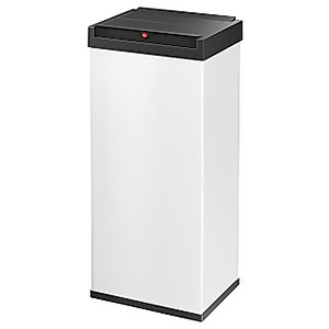 Hailo Big-Box Swing XL Waste bin | 1 x 52 liters / 13.7 gallons | Self-Closing Swing lid | Steel Sheet | Bin Liner Clamping Frame | Waste bin Kitchen Rectangular | Made in Germany | White 0860-231