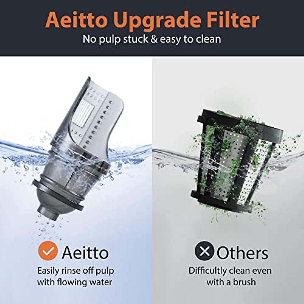 Aeitto Cold Press Juicer, Juicer Machines, Slow Juicer with 3 Inch Wide Chute, 2-Speed Modes & Reverse Function, Masticating Juicer with Brush Easy to Clean for Fruit and Vegetable (Sliver)
