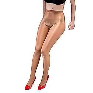 KFFYEYE 70D Women's Thickness Ultra Shine Stockings Pantyhose, Ultra Shimmery PLUS Footed Tight (Gold Coffee)