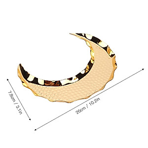 HERCHR Gold Decorative Serving Tray, Half‑Moon Shape Coffee Tea Tray Fruit Plate Coffee Serving Tray for Home Decoration