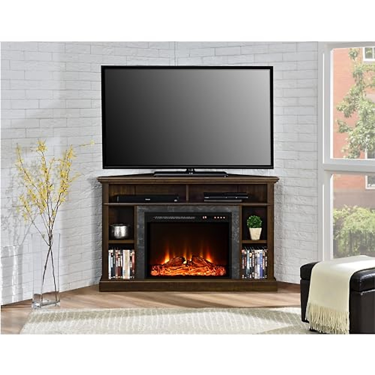 Ameriwood Home Overland Electric Corner Fireplace for TVs up to 50" Wide, Espresso