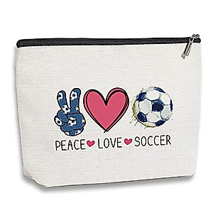 Soccer Gifts Soccer Cosmetic Bag for Girls, Soccer Coach Gifts, Soccer Team Gifts for Football Lovers Players Fans Birthday Gifts for Women Her Girl Teens Football Gifts for Girls