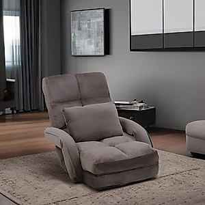 FLOGUOR Indoor Chaise Lounge Sofa Floor Chair with Back Support for Adults Folding Lazy Sofa with Armrests and Pillow Gaming Chairs 8808CO