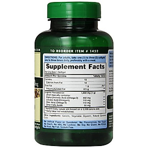 Puritan's Pride Premium Natural Flax Oil 1000 mg Omega-3, 6 & 9 Cold Pressed, 120 Softgels