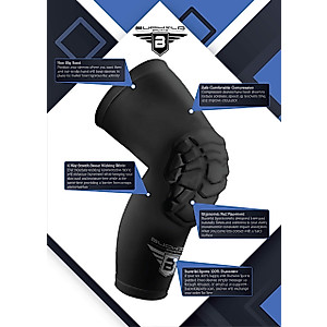 Bucwild Sports Knee Pads/Padded Compression Pro Knee Sleeves (1 Pair) Youth & Adult Sizes - Basketball Wrestling Volleyball Black White Red Blue (Black Camo, Small (Teen/Young Adult))