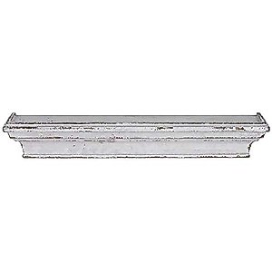 TX USA Corporation Cheyenne 36" Solid Wood Floating Wall Shelf with Raised Edges - Distressed White