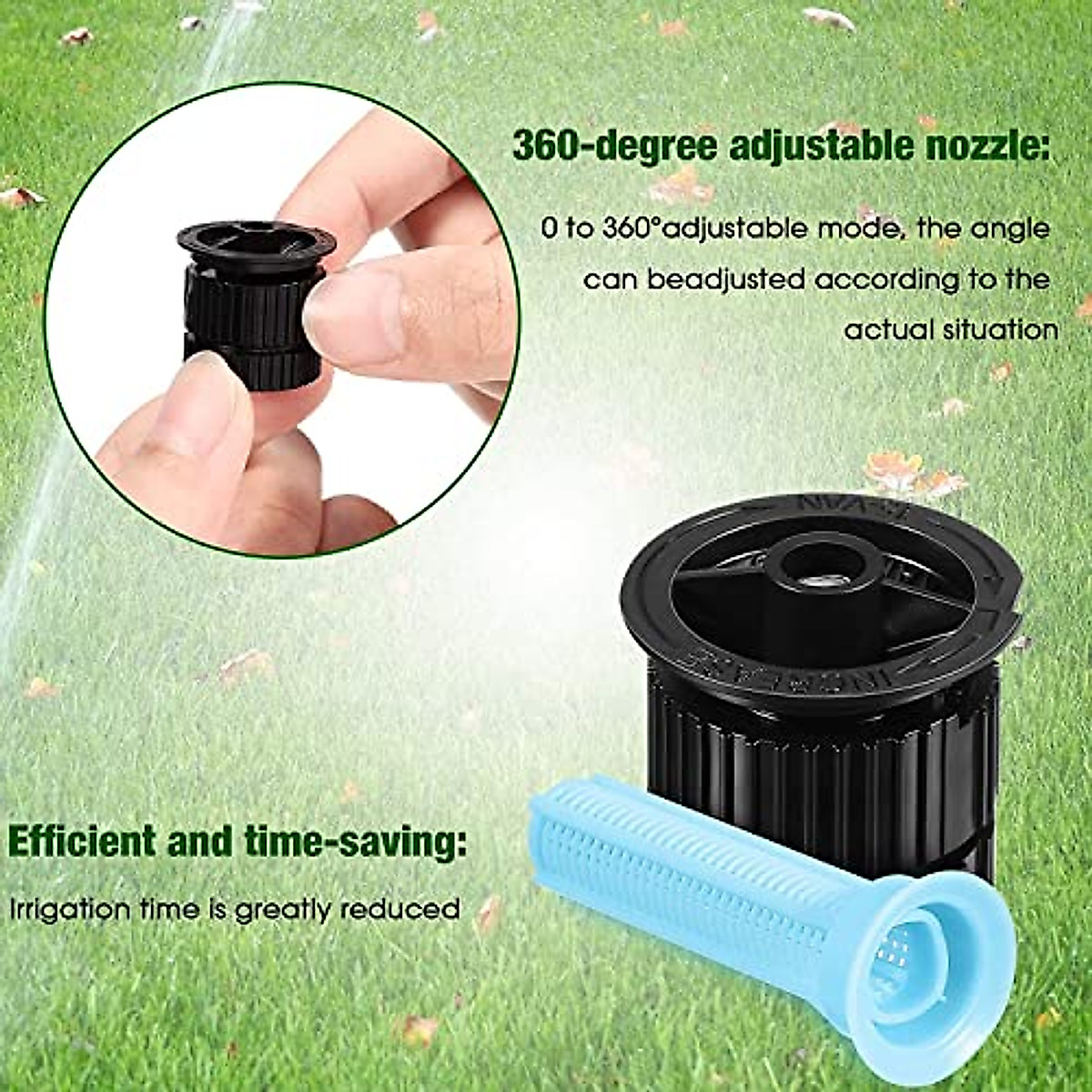 3-Pack 15-Van Variable Arc Nozzle Adjustable Sprinkler Nozzle 360 Degree Rotating Spray Scattering Replacement Sprinkler Heads for Outdoor Garden Lawn Irrigation Supplies