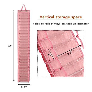 KGMCARE Vinyl Storage Organizer Craft Roll Holder Wall Mount Roll Hanger Rack Hanging Cricut Organizer(Pink)