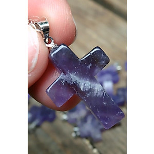 DHYANARSH Amethyst Cross Pendant for Healing and Worship - Balancing Chakras, Spiritual Tranquility
