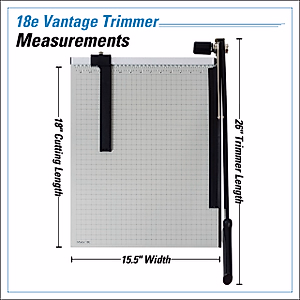 Dahle Vantage 18e Paper Trimmer, 18" Cut Length, 15 Sheet, Automatic Clamp, Adjustable Guide, Metal Base with 1/2" Gridlines, Guillotine Paper Cutter