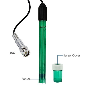 TEKCOPLUS ORP Electrode, Replaceable BNC Socket Tester for ORP Probe Meter Monitor Controller Check for Potential Oxidation Reduction Replacement for ORP Redox Extra Long Electrode Cable