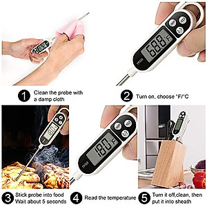 Digital Instant Read Meat Thermometer Kitchen Cooking Food Candy Thermometer for Oil Deep Fry BBQ Grill Smoker Thermometer by AikTryee.