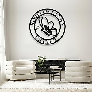 Personalized Metal Last Name Signs for Home Decor Wall Name Signs Family Sign For Wall Art Decor Personalized Wedding Gift Metal Name Signs Wall Decor,Butterfly Metal Name Sign