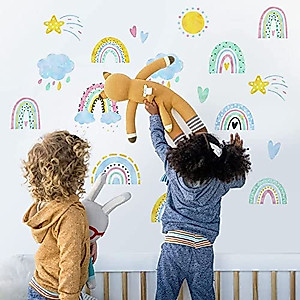 Mitoykus 2 Sets Pastel Wall Stickers Rainbow Bunny Egg Carrot Hyacinth Watercolor Wall Decals for Kids Room Party Nursery