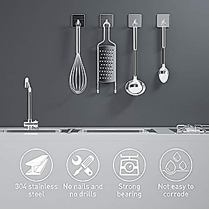 YAKAON Self-Adhesive Hooks, Heavy Duty Kitchen Bathrooms Robe Hooks, Towel Stands Sticky Wall Hook, Toilet Waterproof and Rust-Proof Bath Towel Hooks - 4 Packs