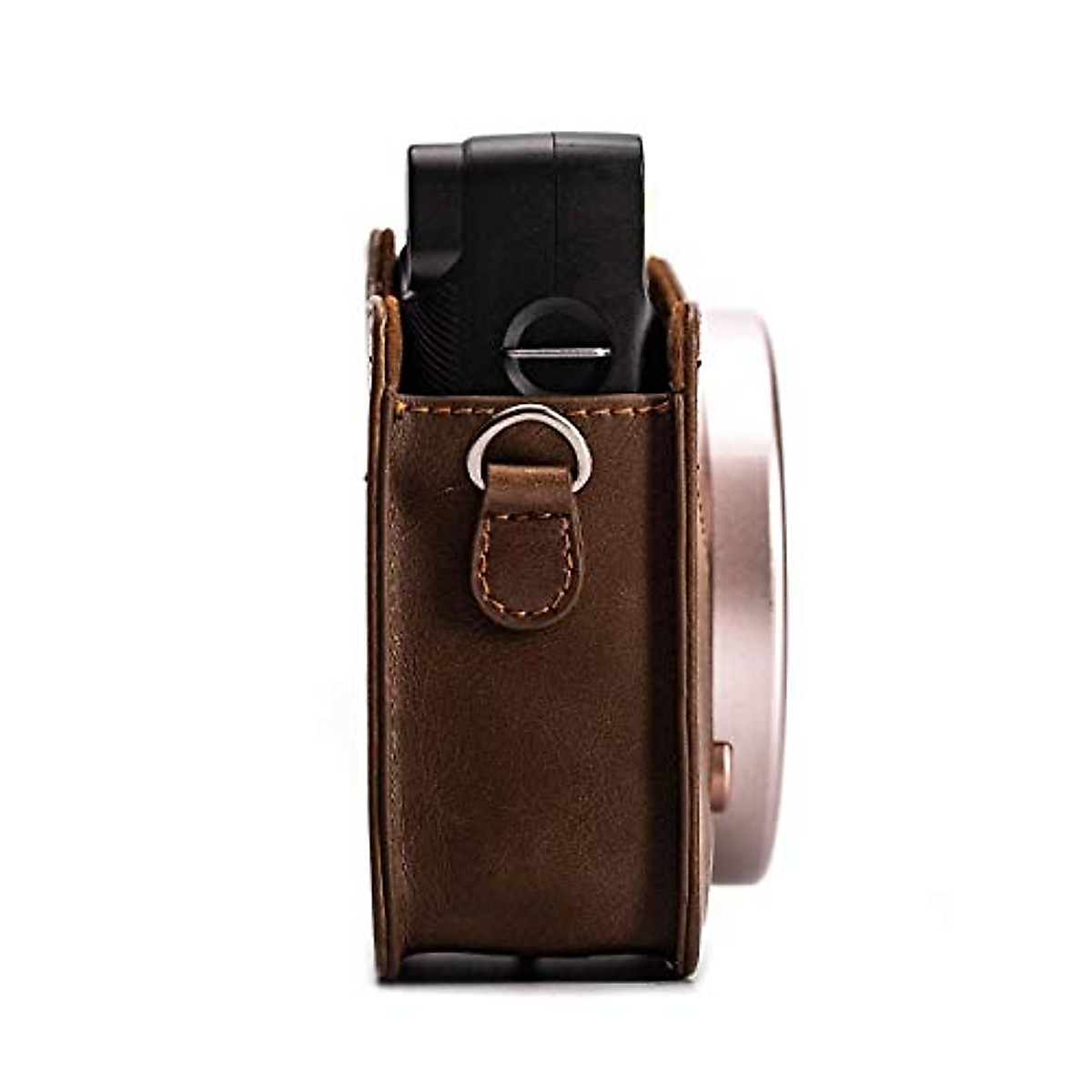 HelloHelio Protective Case for Fujifilm instax Square SQ6 Instant Camera, Blush Gold - Premium Vegan Leather Case with Detachable Strap, Vintage Browm