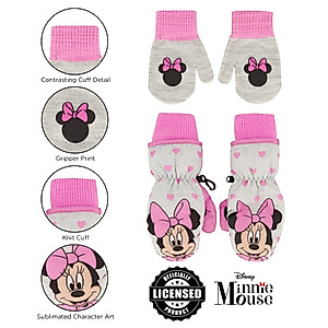 Disney Girls Toddler Winter Hat with Knit and Insulated Ski Mitten Set, Minnie Mouse For Ages 2-4