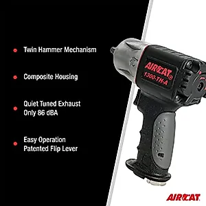 AIRCAT Pneumatic Tools 1300-TH-A: 3/8-Inch Composite Impact Wrench 600 ft-lbs
