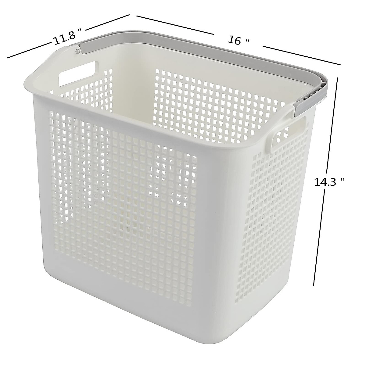 Lesbin 35 L Plastic Laundry Storage Basket, White Laundry Hamper with Handle, 4-Pack