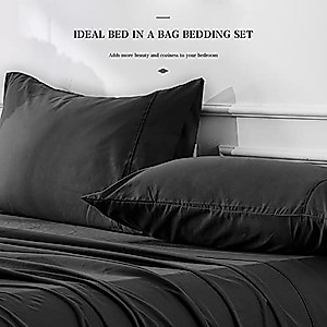 Newspin Twin Bed in a Bag - 5 Pieces Black Comforter Set, Lightweight All Season Ultra Soft Bedding Comforter Set with Comforter, Flat Sheet, Fitted Sheet, Pillowcases & Shams