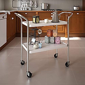 COSCO Stylaire 2 Tier Serving Cart, White & Silver