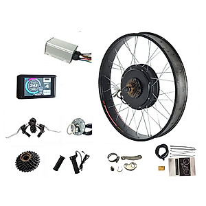 Fat Electric Bike Kit 60V/72V 2000W Electric Fat tire Snow Bike Rear Wheel Hub Motor Kit with Sabvoton sine Wave Controller, TFT UCK1 Color Display,7-Speed flywheel and Torque arm (20inch*4.0 Rear)