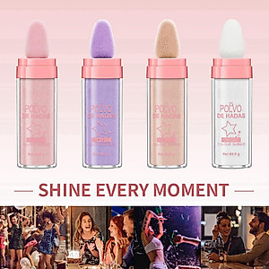 URQT Fairy Dust Highlighting Powder - Full Body Pearlescent Glitter for Face and Eyes, Sparkling Halloween Body Glitter (#01 White Moonbeam)