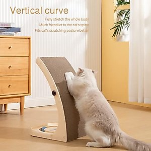 UniBlissy Cat Scratcher, Premium Cat Scratch Pad wtih Solid Frosted Frame and Turntable Toy, Vertical Curved Cat Scratchers for Indoor Cats, Replaceable Cat Scratching Cardboard