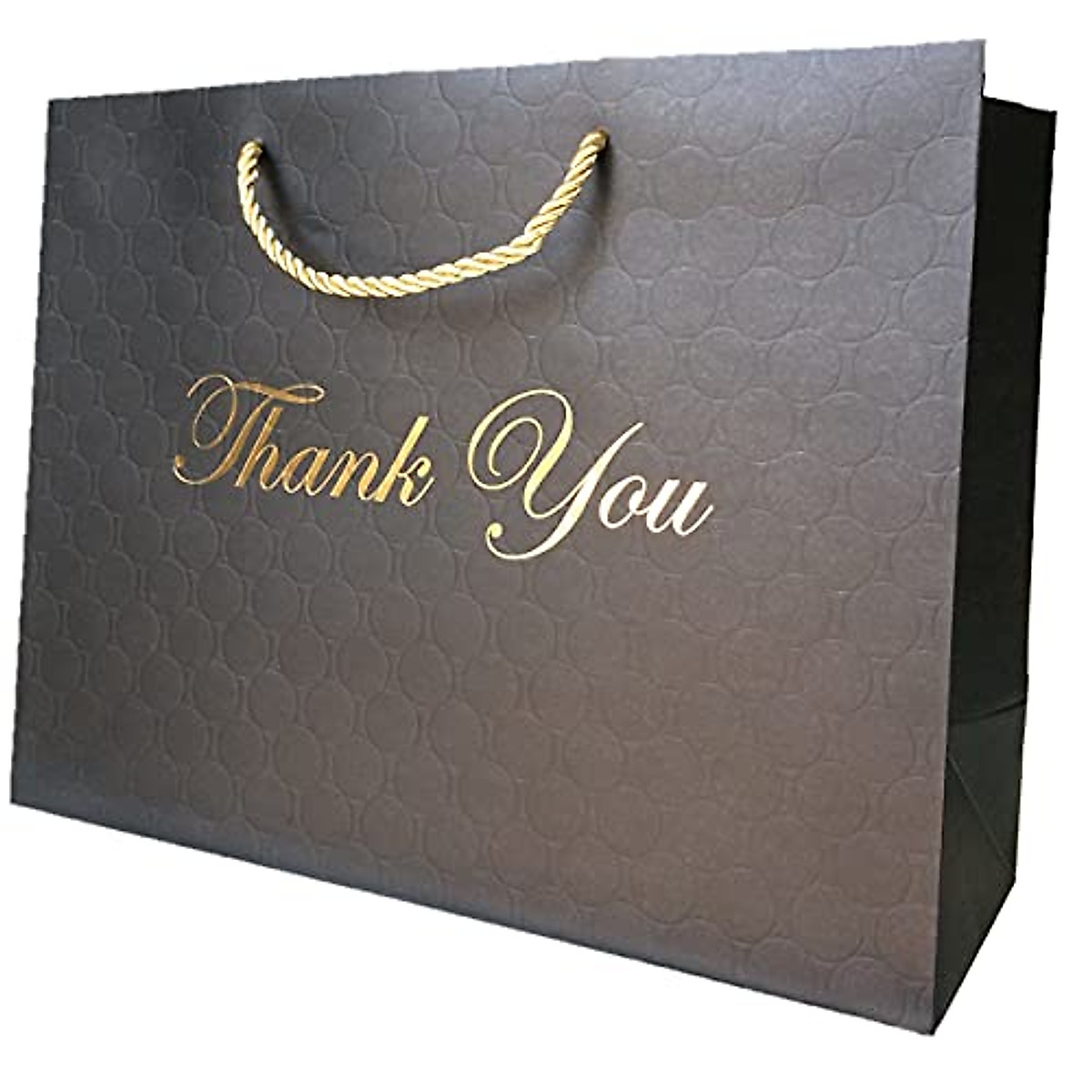 MODEENI Large Black Thank You Gift Bags Paper Shopping Bags with handles 13x10 Large Gift Bags 12 Pack Gold Foil Premium Quality Matte Embossed for Small Business 13x5x10