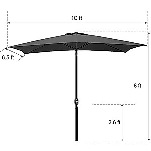 Blissun 10' Rectangular Patio Umbrella Outdoor Market Table Umbrella with Push Button Tilt and Crank (Navy Blue)