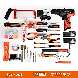 Power Tools Combo Kit, LETTON Tool Set with 60pcs Accessories Toolbox and 16.8V Cordless Drill Set for Home Cordless Repair Tool Kit