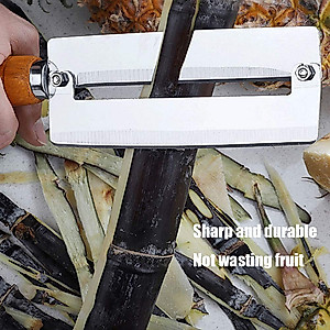 SUPER ZR Sugar Cane Peeler Knife Sugarcane Peeling Kinves Pineapple Peeling Knife Artifact Planing Knife-Stainless Steel-Natural Non-slip Wooden Handle