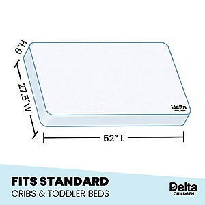 Delta Children Lancaster 4-in-1 Convertible Baby Crib & Twinkle Stars Waterproof Fiber Core Crib and Toddler Mattress, Bianca White