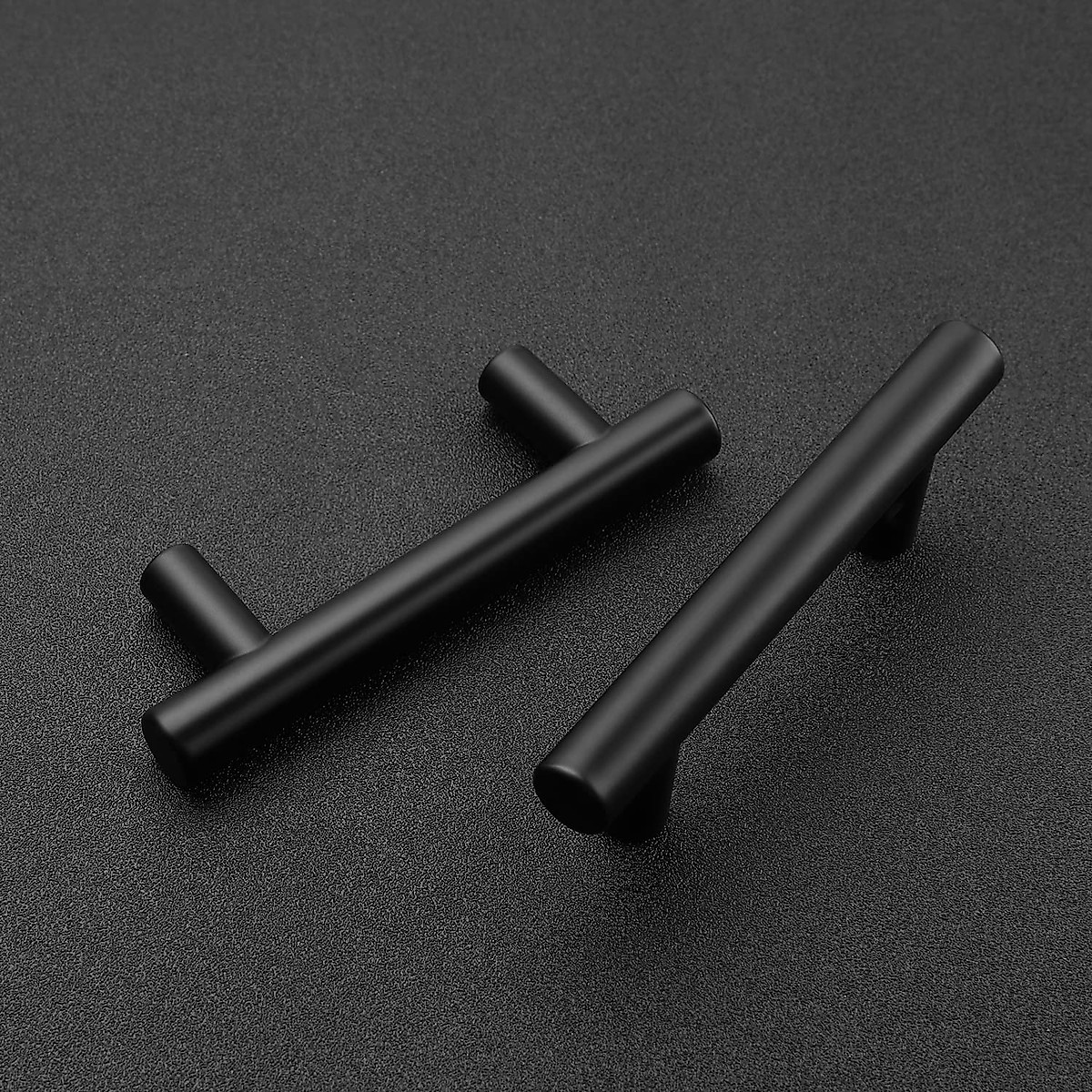 Ravinte 10 Pack T Bar 2-1/2 Inch Hole Center Kitchen Cabinet Pulls, Modern Matte Black Stainless Steel Cabinet Handles, 4 Inch Overall Length Kitchen Hardware for Cupboard Drawer and Kitchen Drawer