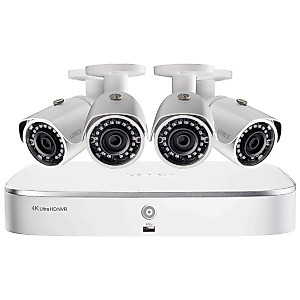 4K Ultra HD 8-Channel Security System with 2 TB NVR and 4 Super HD 5.0-Megapixel Bullet Security Cameras with Color Night Vision and Smart Home Voice Control