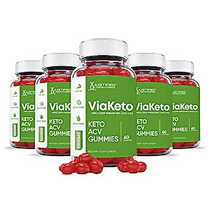 Justified Laboratories (5 Pack) Viaketo Keto Gummies 1000MG Via Keto ACV with Pomegranate Juice Beet Root B12 300 Gummys