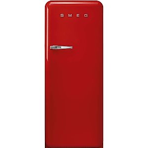 Smeg FAB28 50's Retro Style Aesthetic Top Freezer Refrigerator with 9.92 Cu Total Capacity, Multiflow Cooling System, Adjustable Glass Shelves 24-Inches, Red Right Hand Hinge
